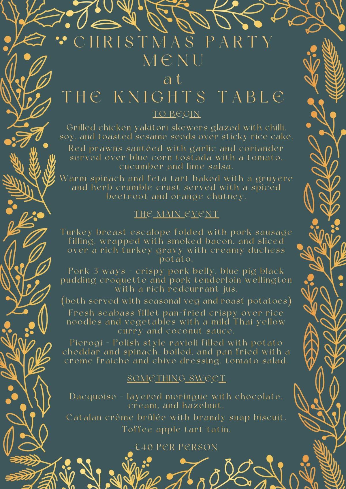 Christmas Party Update | The Knights Table