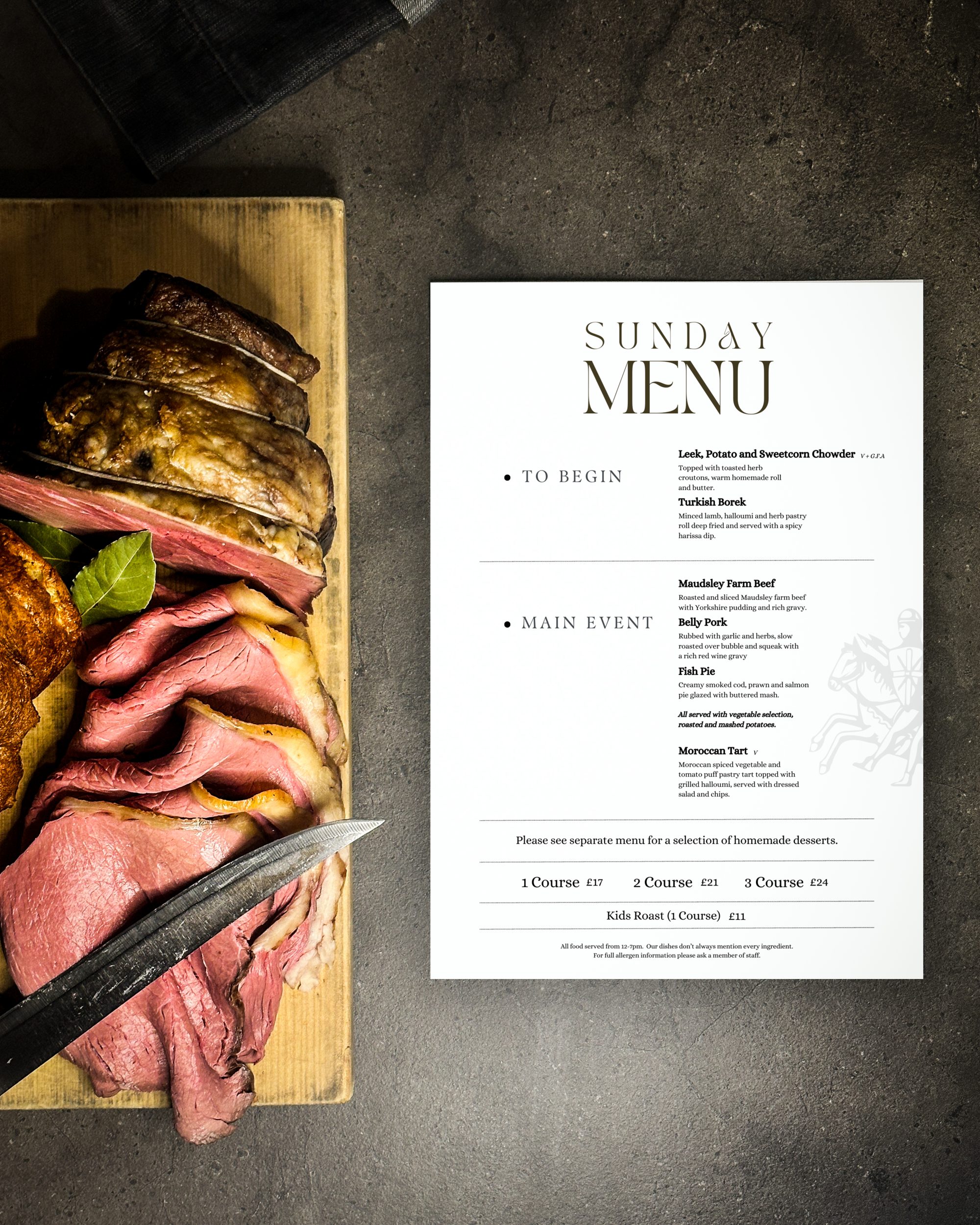 Menu | The Knights Table